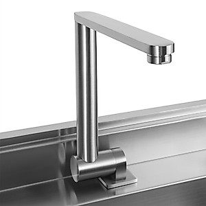 BANLICALI Hidden Single Bowl Sink, Commercial Rectangular Stainless Steel Kitchen Sink with Folding Faucet, Covers and Drain Kit, Drop-in Sink for Home, Bar, Restaurant Silver 26.7 * 17.3 * 9inch