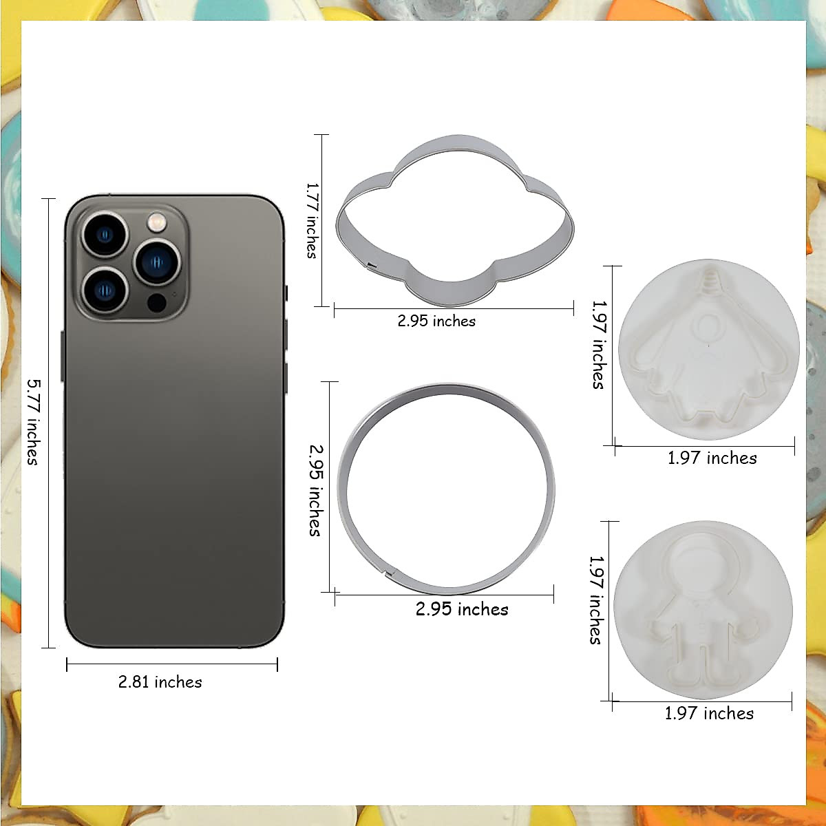 Space Cookie Cutters, Outer Space Fondant Stamper Set, Spaceship Astronaut Rocket Moon Star Planet Circle Pastry Biscuit Cake Baking Mold for Party Supplies