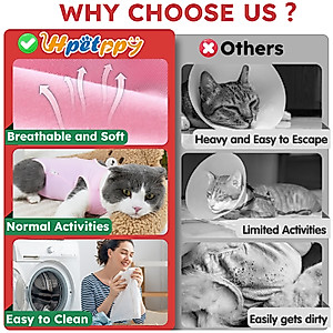 Hpetppy Cat Recovery Suit for Spay Abdominal Wounds, Kitten Onesie Bodysuit for Cats After Surgery, Cat Surgery Recovery Suit Female Cone of Shame Alternative for Cats Anti Licking (Pink,M)