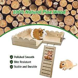 BNOSDM Wooden Hamster Platform for Cage with Ladder Dwarf Hamster Standing Platform Wood Rat Cage Accessories Exercise Toy for Mouse Guinea Pig Chinchilla Gerbil Squirrel (L)