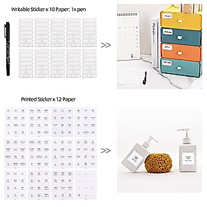 245pcs Home Laundry Cleaning Linens Printed Labels Minimalist Kitchen Bathroom Labels for Storage Easy Read - Writable Waterproof Labels Stickers with Pen(Jars not Included )