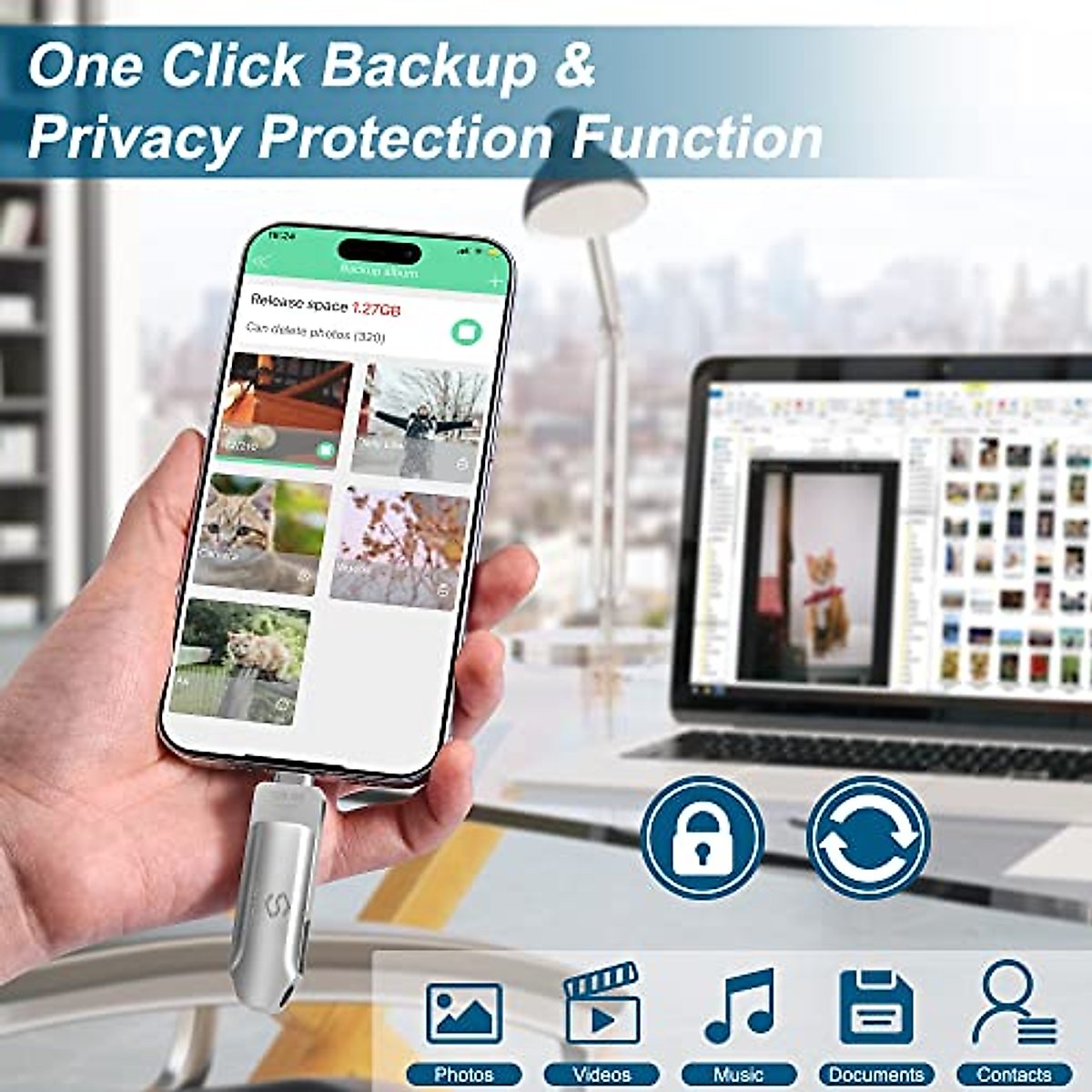 JSL JDTDC MFi Certified 128GB iPhone-16-Photo-Stick USB C & Lightning Flash Drive for iPhone 16/15/14/13/12 Thumb-Drive-for-iPad-Memory External-Storage-Android-Photo-Backup iPhone-Photo-Tansfer-Stick