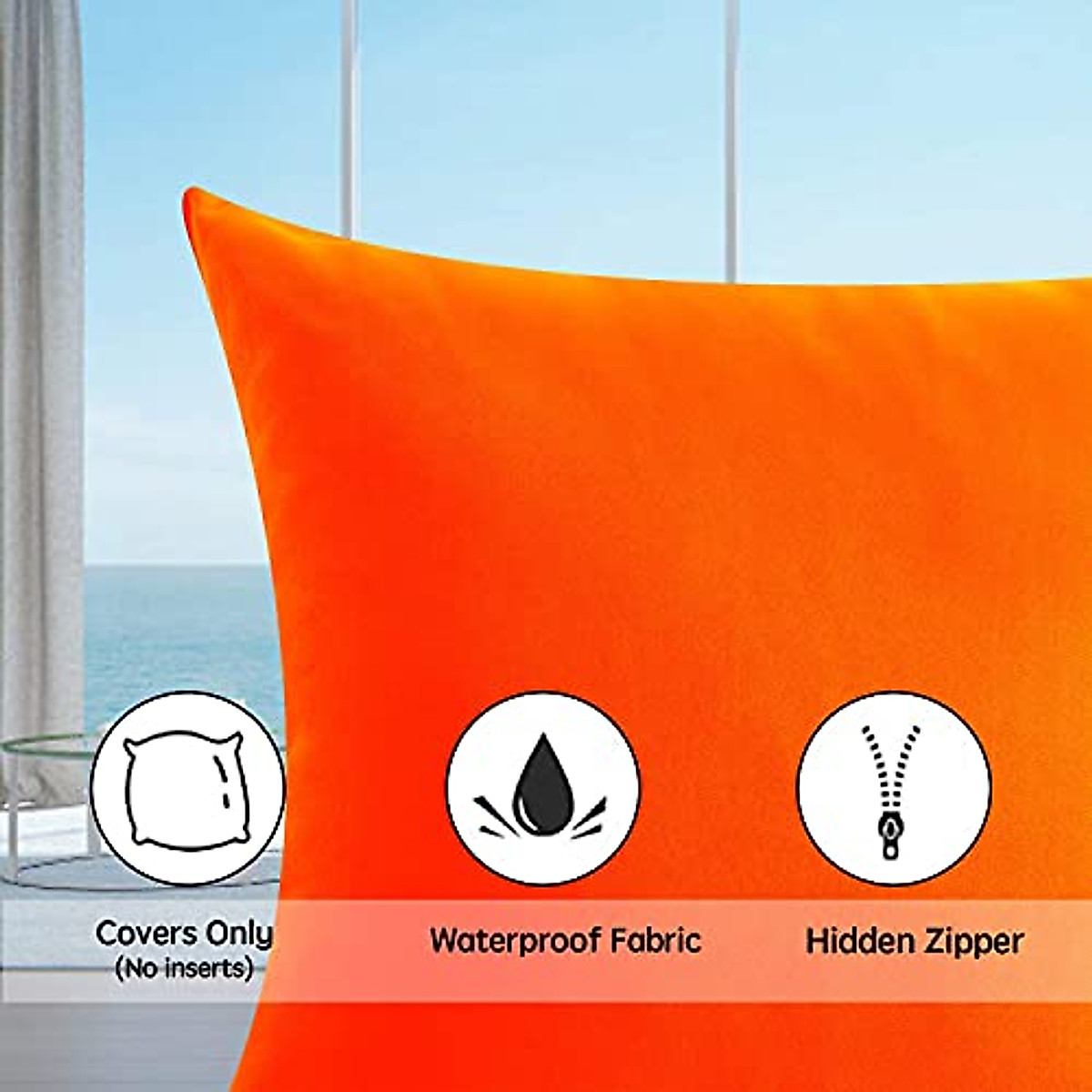 Western Home Outdoor Pillow Covers 20x20 Waterproof, Patio Throw Pillow Covers Cushions Bed Covers for Couch Garden Tent Park - Pack of 2 Pillow Covers Burnt Orange