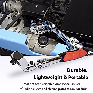 FIRSTINFO F3222NC 3/8-Inch Drive Locking & Flexible Extendable Ratchet Wrench Reversible, Soft-Grip with 72-Tooth Geared Action (Length: 10.2 to 14.1 inches)