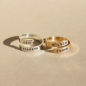 By Hannah Design Twist Stacking Solid Sterling Silver and Gold Personalized Ring (sterling-silver)