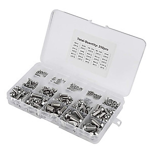 ZXY-NAN Screws Set, 250pcs M2/ M2.5/ M3 /M4/ M5/ M6/ M8/ M10 Machine Screws Set for Laptop/Keyboard/Phone/PC