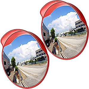 2 Pieces Safety Convex Mirror Traffic Mirror Corner Mirror Outdoor Security Mirror Blind Spot Mirror for Driveway Road Parking Lot Garage Warehouse, Tear off The Protective Film Before Use (24 Inch)