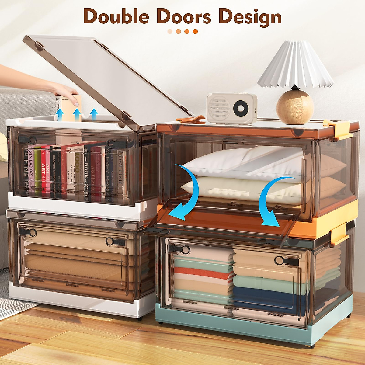 CTSNSLH 228QT Storage Bins with Lids, 3 Packs Plastic Storage Bins for Closet Organizers and Storage, Closet Storage Bins for Home, Dorm(76QT*3)