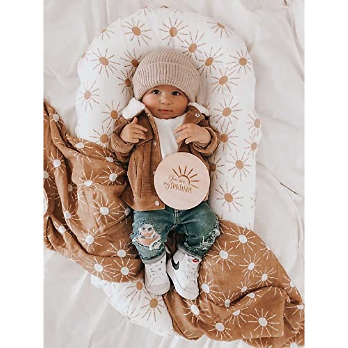 Miaoberry 100% Organic Cotton Baby Muslin Swaddle Blanket Set| Golden Boho Sunshine| Gender Neutral for Boys Girls|Yellow Mustard Orange Sunshine| Hospital Newborn Receiving Blanket |Newborn Unisex