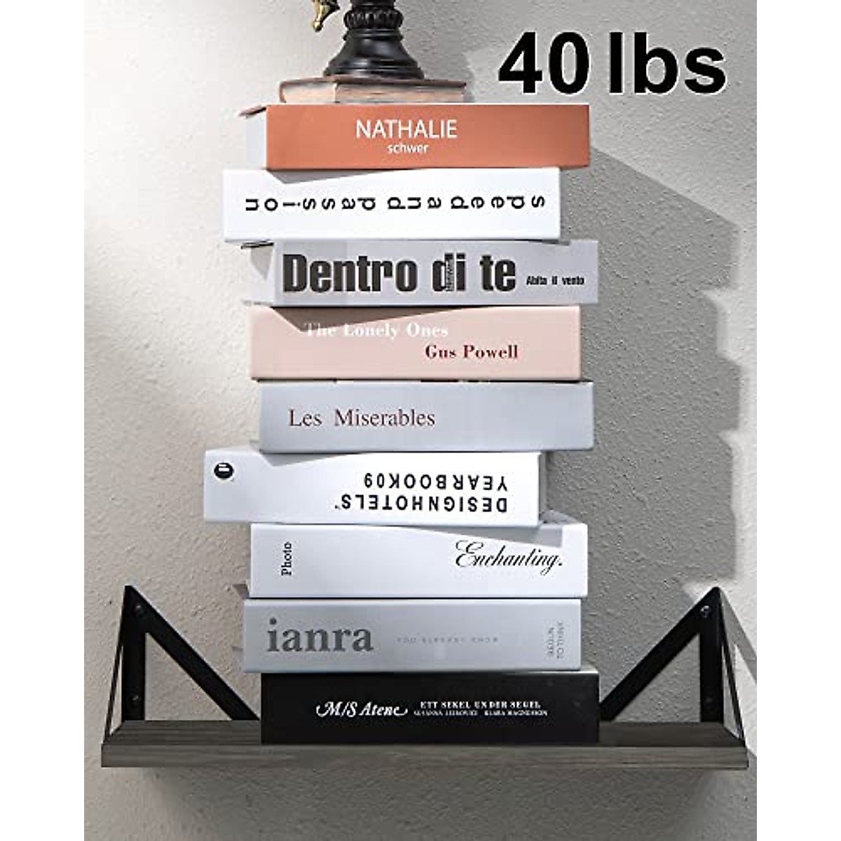 BAYKA Floating Shelves for Bedroom Decor, Rustic Wood Wall Shelves for Living Room Wall Mounted, Hanging Shelving for Bathroom, Laundry Room, Small Shelf for Plants, Books(Charcoal,Set of 3)