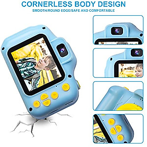 Rindol Toys for 4-9 Year Old Boys,Kids Selfie Camera Compact for Child Little Hands, Smooth Shape Toddler Camera,Best Birthday Gifts for 4 5 6 7 8 9 Year Old Boys with 16GB Memory Card