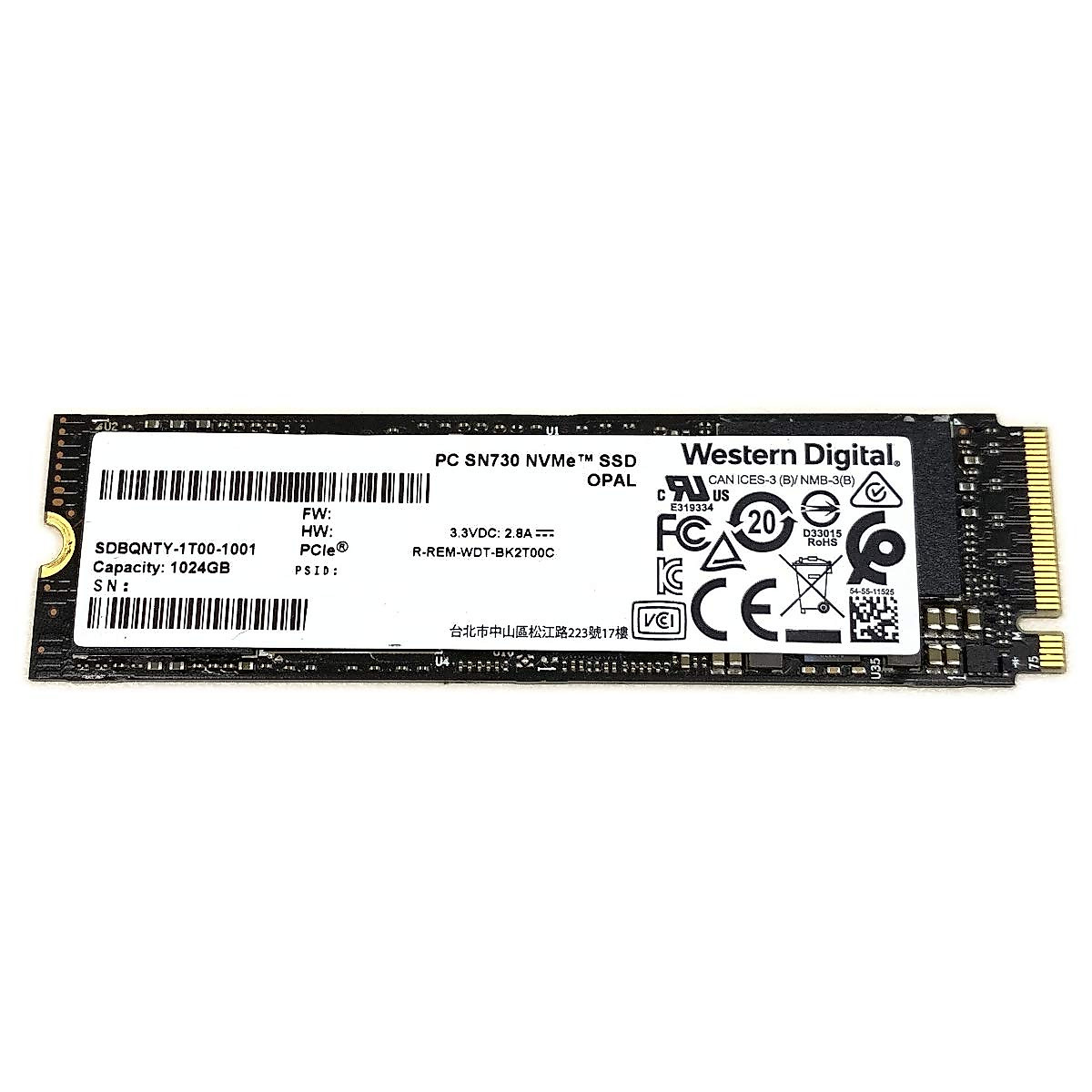 Western Digital SSD 1TB SN730 M.2 2280 PCIe Gen3 x4 NVMe SDBQNTY 1T00 1TOO 1001 SED Opal Encryption Solid State Drive