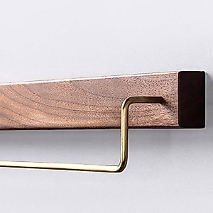 Towel Rack Black Walnut Wood Towel Rack, for Bedroom Wooden Towel Hold Wall Mounted Retro Towel Bar Towel Holder (Size : 60cm)