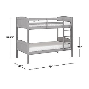 Hillsdale, Alexis Contemporary Wood Arch Twin Over Twin Size Bunk Bed, Gray