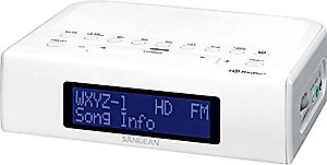 Sangean HDR-15 AM/FM Digital Tuning Clock Radio with USB Phone Charging, White