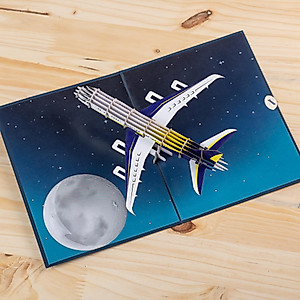 Rykamia Night Plane Pop Up Card, Jet Airplane Pop Up Card, Plane Birthday Card, Aviation Graduation Card, Airplane Congratulations Card, Pilot Retirement Card, Work Anniversary Card, Bon Voyage Gift