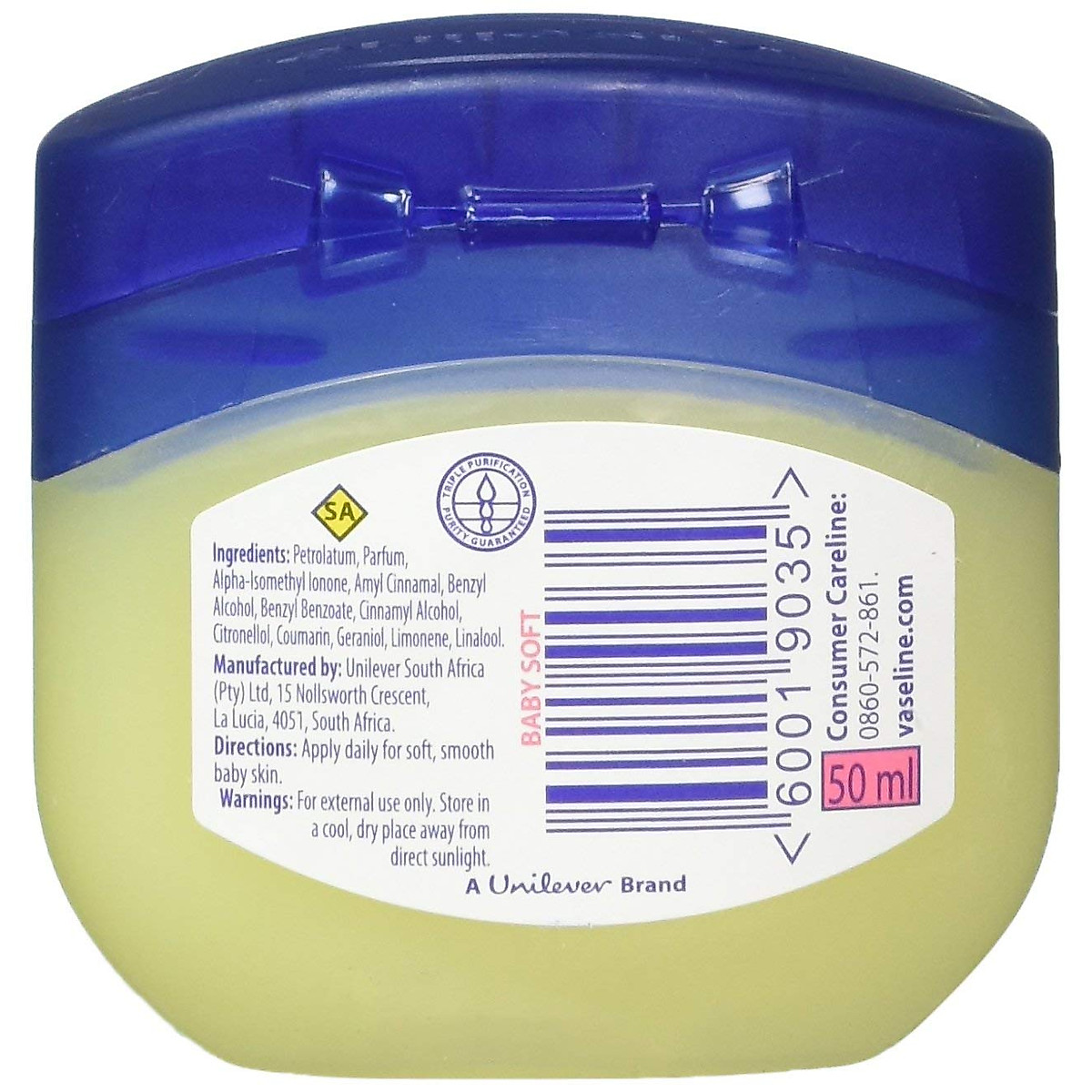 Set of Six Vaseline Baby Gentle Protective Petroleum Jelly- Travel Size, 1.7 Oz, 6 Count (Pack of 1)