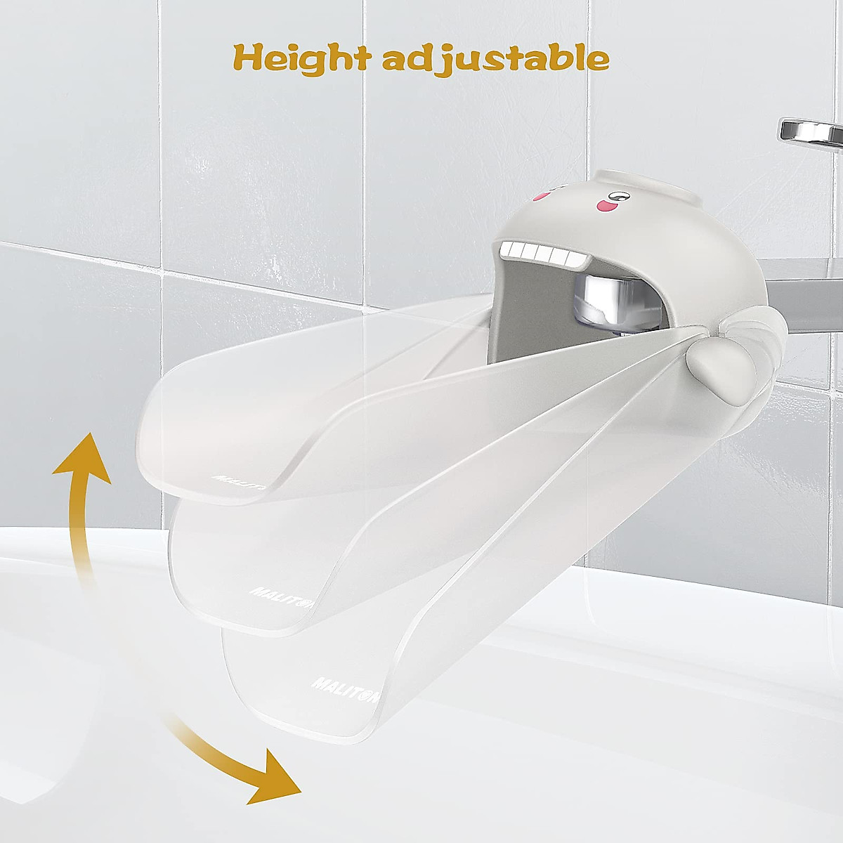 Maliton Faucet Extender for Toddlers, Sink Extender for Kids Hand Washing, Suitable for Bathroom, Kitchen, Bathtub Sink, Fits Most Faucets (2 Pack, Grey)