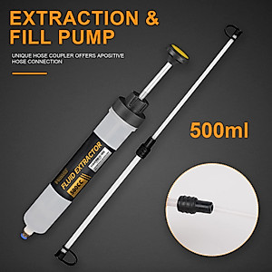 FTIHTRY Fluid Extractor, Extraction&Fill Pump,Fluid Syringe Pump Manual Suction Vacuum Fuel Car Transfer (500cc)