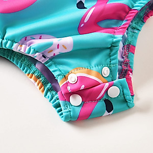 Toddler Baby Girl Flamingo Swimsuit Newborn Girls One Piece Ruffle Bathing Suit with Headband Summer Bikini Swimwear for Infant Girl(Flamingo,6-12 Months)