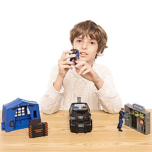 JOYIN Police Camp Toy Set of Friction Powered Police Car, Realistic Military Camp Tent and Policemen Action Figures, Police Vehicle with Light and Sound Siren for Over 3 Years Old Boys