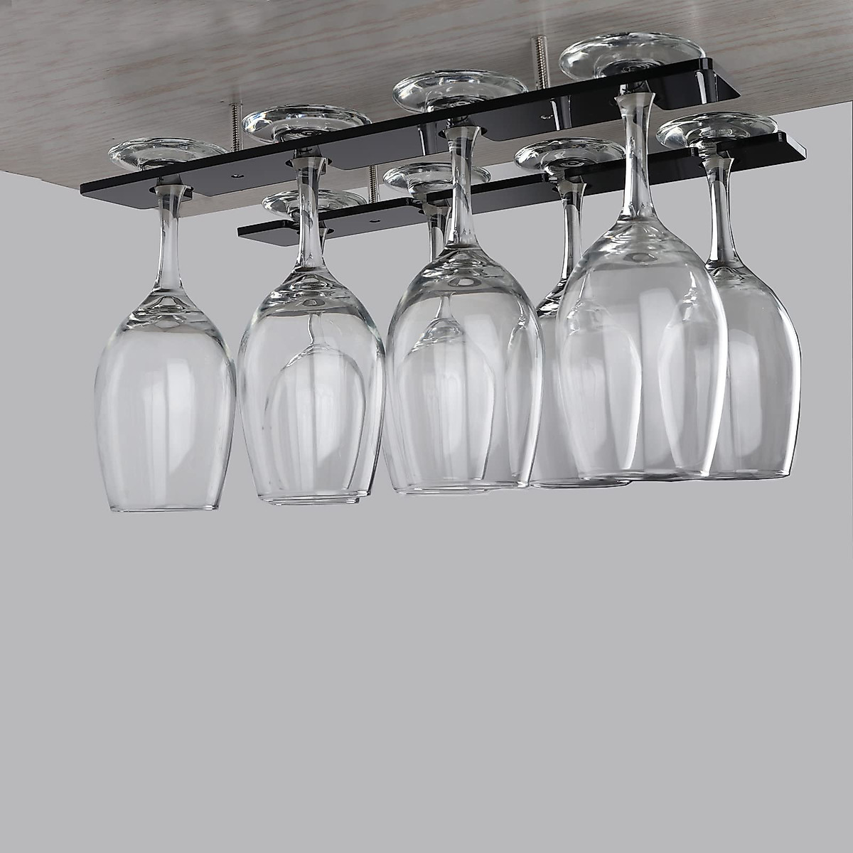 WANLIAN Wine Glass Frame Wall -Mounted Wine Glass Storage Shelf Cabinet Cabinet Cabinet Wine Glass Wine Glass Reserve Hanger Kitchen bar Restaurant Screwdriver Installation (Black 2 Set)