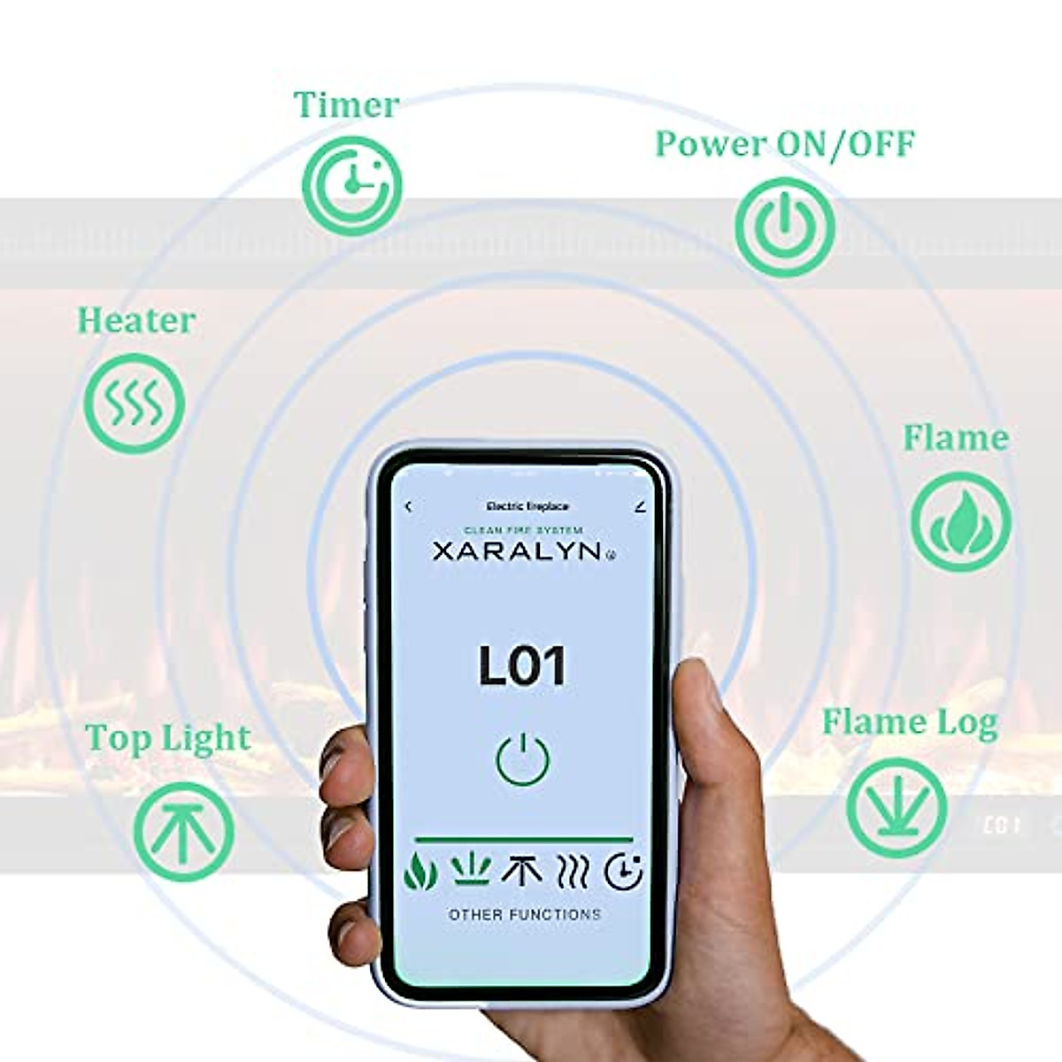 Benrocks 74'' Slim Electric Fireplace Inserts - WiFi-Enabled, Alexa & App Control, Recessed & Wall Mounted, 13 * 13 * 3 Flame Color Combinations, 750W/1500W, Black