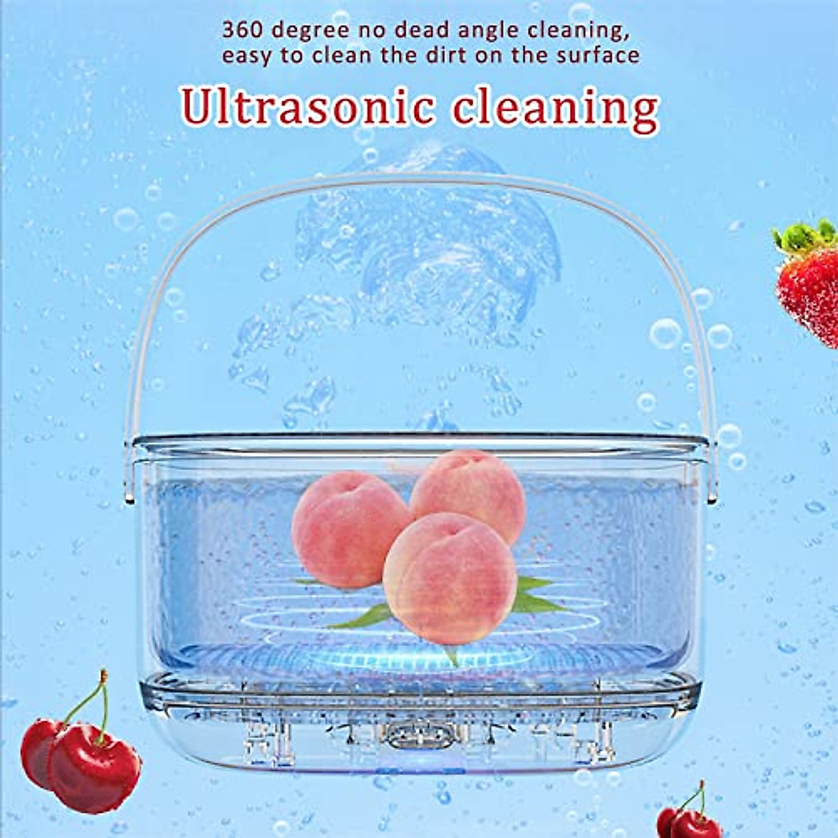 Buddeez Vegetable Cleaner, Fruit ultrasonic Cleaner, Multi-Function Dual Drainage Electric Vegetable Cleaning Basket, Fruit, Vegetable, Rice, Meat, Tableware Ingredient Food Purifier