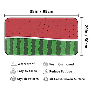 Kitchen Mat, Fruit Watermelon Kitchen Rug and Mat Cushioned Anti-Fatigue Floor Mat Comfort Standing Mats Doormat Runner Rug for Hallway Entryway Bathroom Laundry 20" X 39"