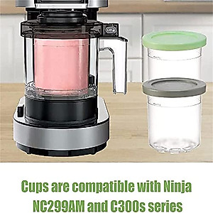 Ice Cream Pints Cup, Ice Cream Containers with Lids Replacements for Ninja Creami Pints, Ninja Creami Containers for Safe & Leak Proof, For NC300S NC299AMZ Series Ice Cream Maker (2Pcs-B)