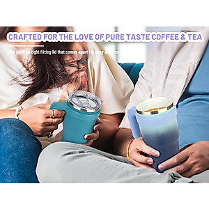 Zukro 20 oz Insulated Tumbler With Handle, Ceramic Interior Coating, No Metallic Aftertaste, Vacuum Stainless Steel Travel Coffee Cup with Lid and Straw, Keep Drinks Hot & Cold For Pure Taste