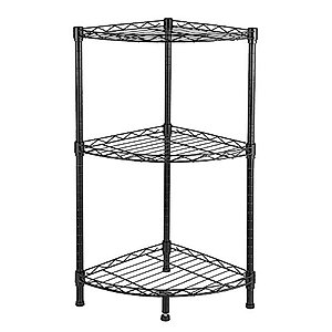 Kcelarec 3 Tier Corner Wire Shelving Unit, Adjustable Wire Rack Shelving, Metal Wire Storage Shelves for Kitchen, Pantry, Laundry, Bathroom, Closet