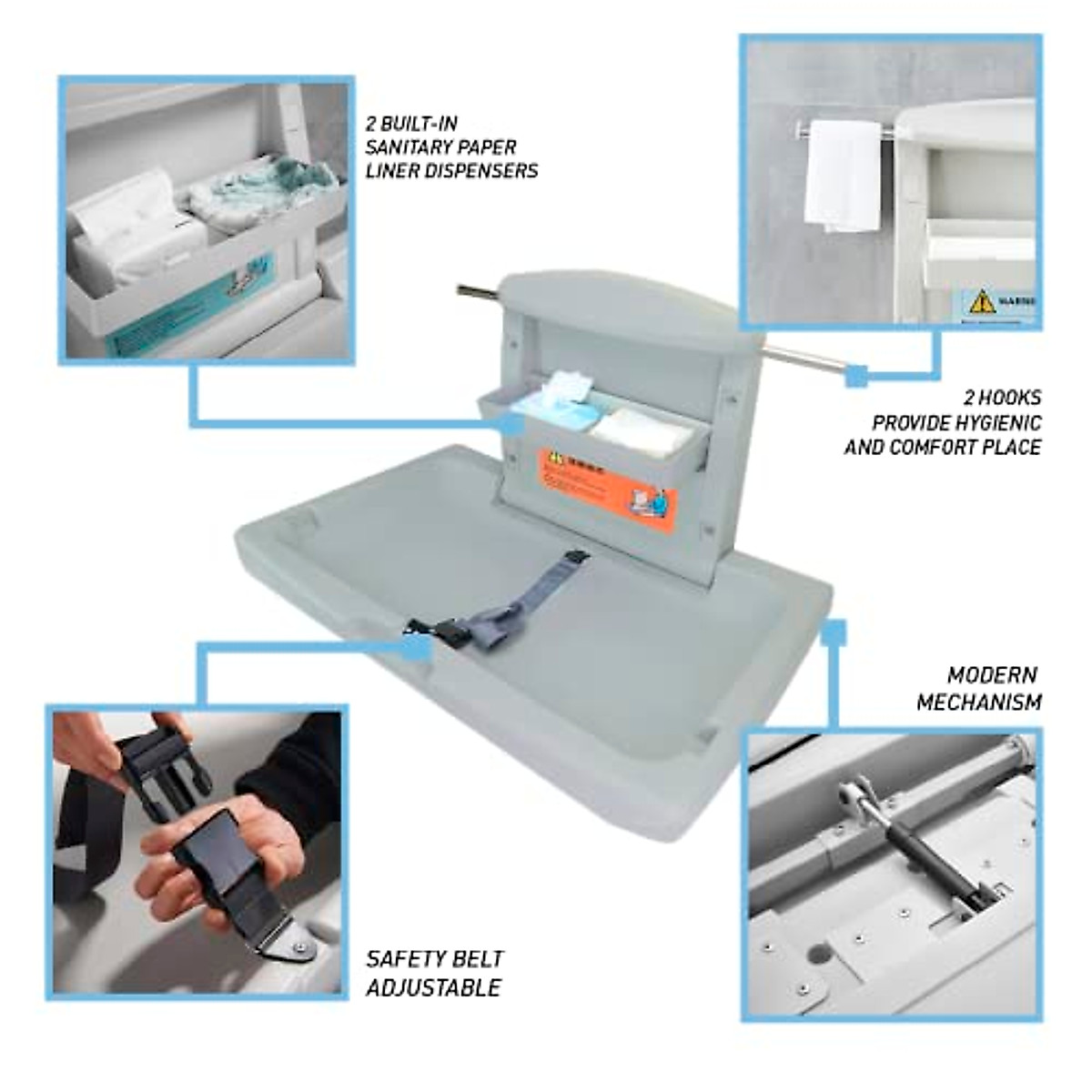 Baby Changing Station Wall Mount, Fold Down Diaper Changing Table, Diaper Changing Station, for Commercial bathrooms