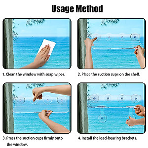 Suwimut Suction Cup Shelf for Plants Window, 15 Inch Window Sill Plant Shelf with Load-Bearing Brackets, 6 Inch Extra Wide Acrylic Windowsill Extender for Succulent Planters, Herb Pots, Indoor Plants