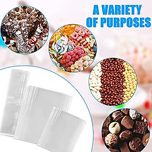 Labeol Cellophane Bags Treat Bags 450 PCS with Ties 3 Sizes 4x6 5x7 2x10 Cookie Bags for Packaging Pretzel Candy Gift Party Favor Clear Plastic Bags Goodie Bags