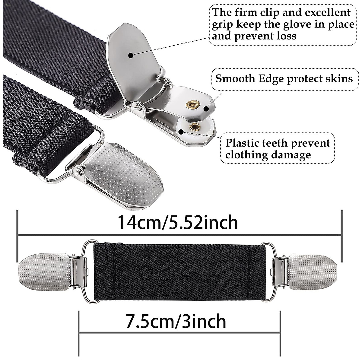 Zkptops 2 Pairs Mitten Clips for Kids Toddlers Baby Elastic Glove Clips Winter Mitten Clips Gloves Holder Strap Hook Attachment String Clothes Dress Cinch Clips Shirt Shawl Sweater Waist Clips (Black)