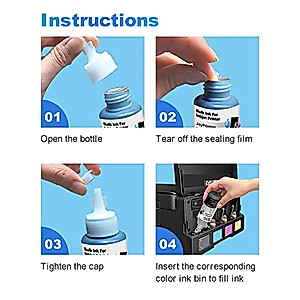 JoyPrinting Epson 664 Ink Refill Bottles Replacement for T664 Ink Work for EcoTank ET-2650 ET-2500 ET-2550 ET-2600 ET-4500 ET-14000 L100 L110 L120 L200 L210 L300 L350 L355 L550 L555 Printers (5 Pack)