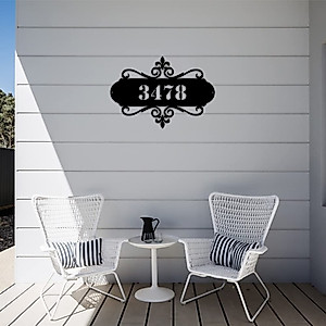 Personalized Metal Sign Custom House Address Numbers Plaque for Housewarming Monogram Signs for Apartment Home Outdoor Street Outdoor Wall Decor Black (12")