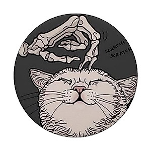 Cute Skeleton Scratching Cat Halloween Aesthetic Gothic Art PopSockets Standard PopGrip