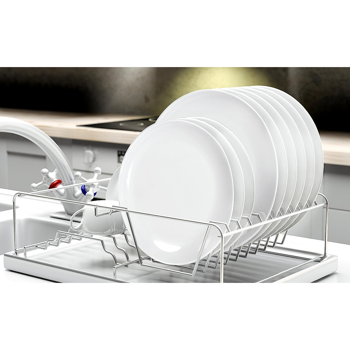 16Pcs Melamine Dinnerware Sets, Plastic Plates and Bowls Sets for 4, Lightweight and Unbreakable Dish Set for Camping, Picnic,RV, Dishwasher Safe,BPA Free