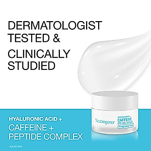 Neutrogena Hydro Boost+ Caffeine Eye Gel Cream, Fragrance-Free Cream with Hyaluronic Acid, Caffeine & Peptide Complex to Reduce the Look of Dark Circles, Fine Lines & Puffiness, 0.5 oz