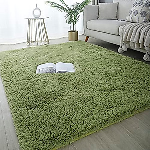 GERBIT Shag Area Rug 4x6 Feet Soft Indoor Rectangular Rugs Carpet Modern Luxury Plush Rugs for Living Room Home Decor Grass Green