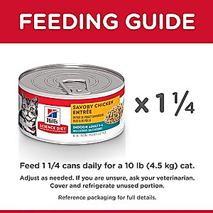 Hill's Science Diet Wet Cat Food, Adult, Indoor, Savory Chicken Recipe, 5.5 oz. Cans, 24-Pack