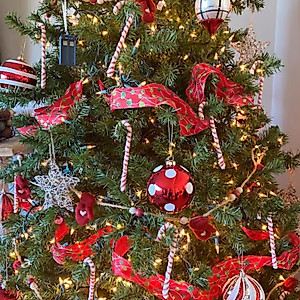 24pcs Candy Cane Christmas Decorations for Tree - Red White Fabric Wrapped Candy Cane Christmas Hanging Ornaments for Farmhouse Christmas Decor Gift Candyland Party Favor Supplies