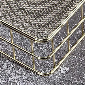 Kuuleyn Wire Mesh Basket, Golden Iron Storage Basket Multifunctional Wire Mesh Desktop Storage Organizer for Home(Small)