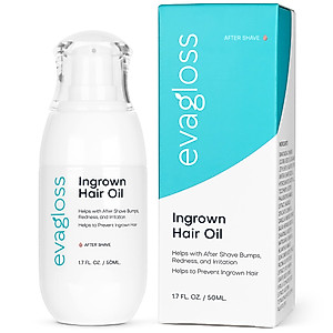 Evagloss Ingrown Hair Treatment Oil Prevents Ingrown Hair Helps with Razor Bumps Hair Removal After Shave Bumps, Soothes Redness and Irritation - Good for Bikini Area, Legs, Underarm 1.7 Fl. oz
