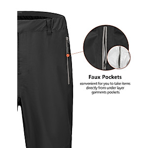 Little Donkey Andy Men's Waterproof Rain Pants Windproof Overpants Lightweight Outdoor Trousers for Hiking Golf Fishing Black XL