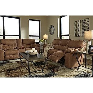 Signature Design by Ashley Boxberg Oversized Faux Leather Manual Pull Tab Reclining Sofa, Brown