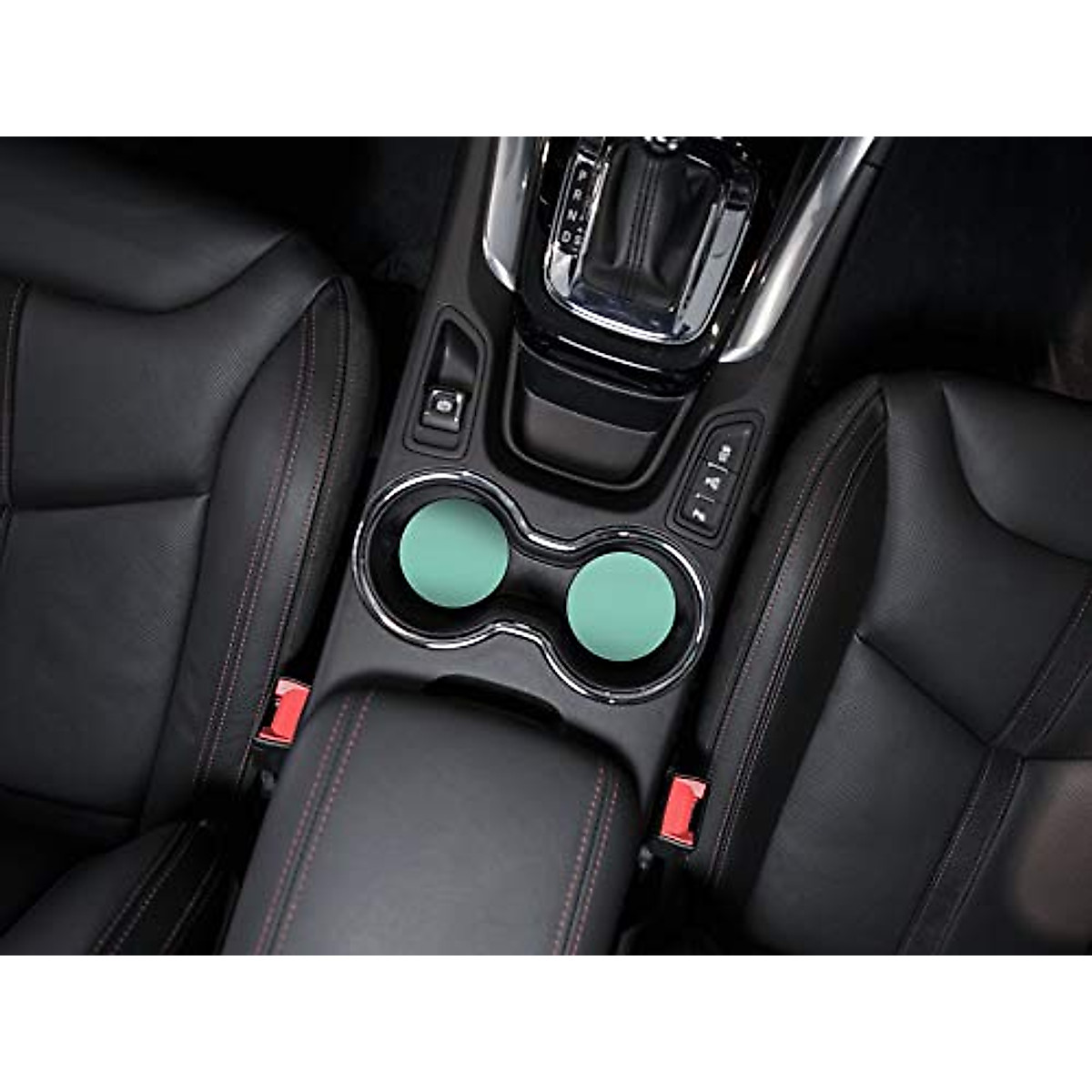 CARIBOU Coasters , Solid Mint Green Design Absorbent ROUND Fabric Felt Neoprene Car Coasters for Drinks, 2pcs Set