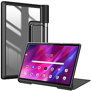 Fintie Hybrid Folio Case for Lenovo Yoga Tab 13 2021, Shockproof Cover with Clear Transparent Back Shell for Lenovo Yoga Tab 13" Tablet (YT-K606F), Black